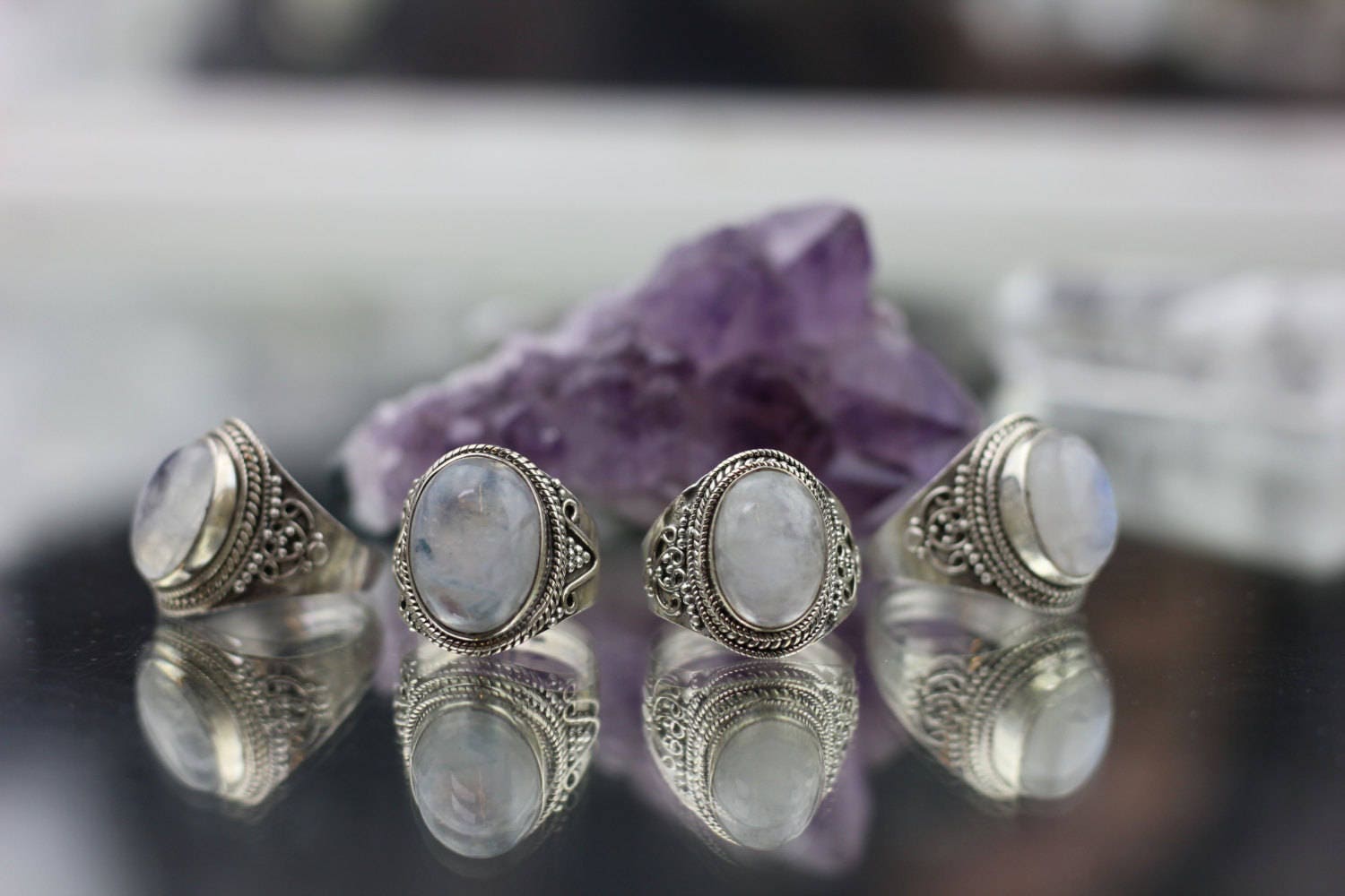 STATEMENT MOONSTONE RING - Sterling Silver Ring- Moonstone Ring ...