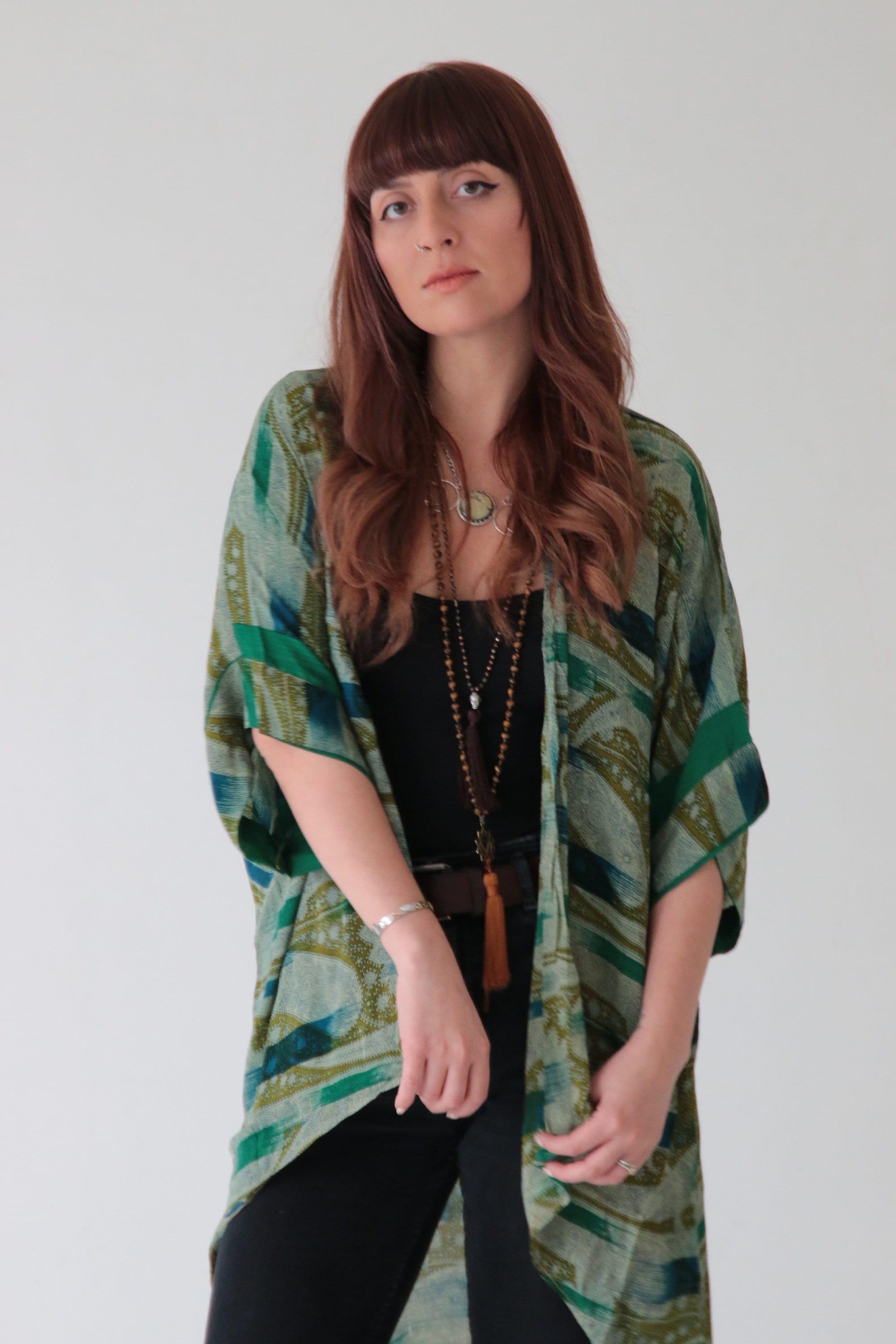 INDIAN WATERFALL KIMONO - Cover Up - Boho - Asymmetric - Vintage silk ...