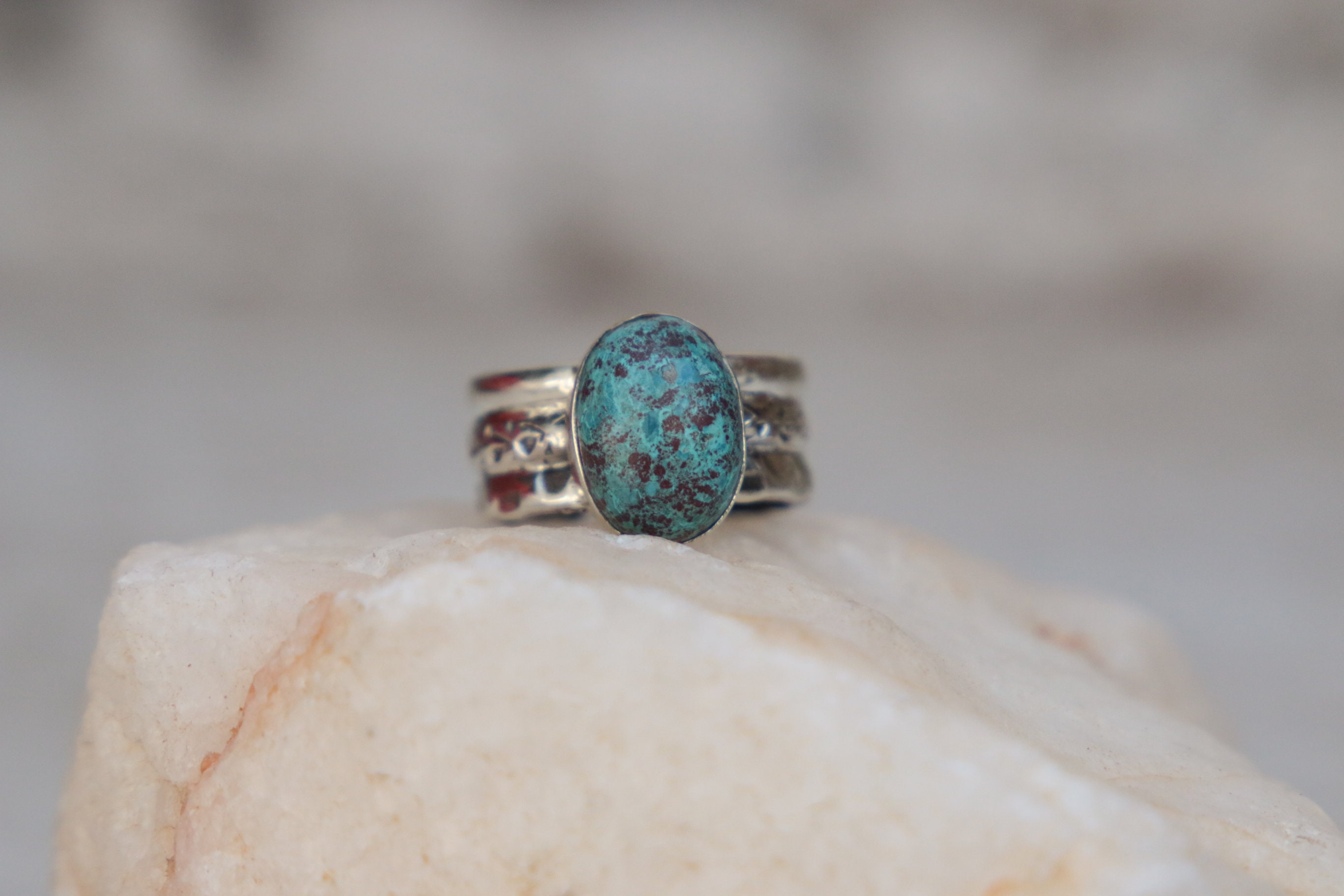 BLUE TURQUOISE RING - Adjustable - One of a kind - Sterling Silver ...