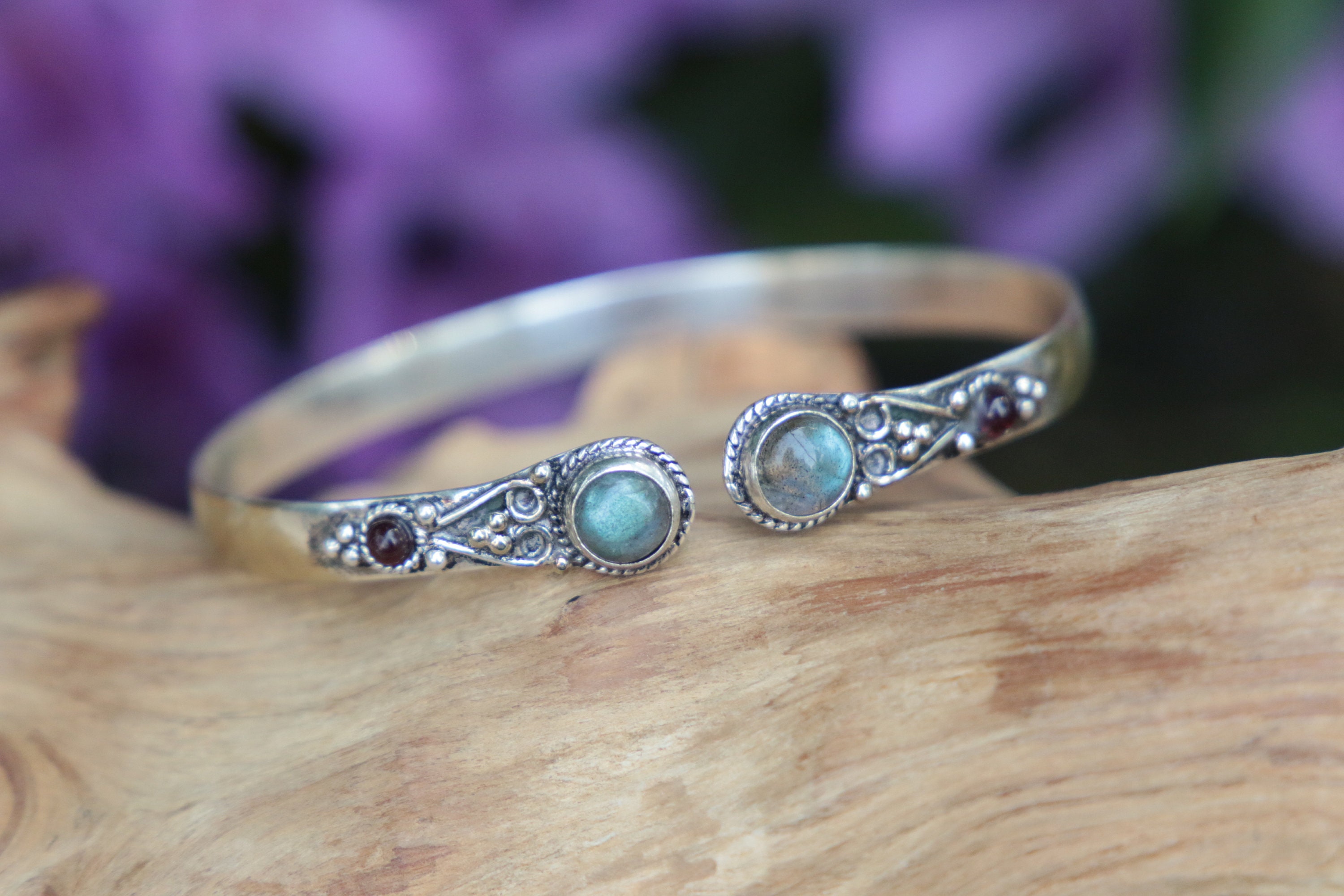 LABRADORITE CRYSTAL BANGLE -Silver Bracelet - Healing Crystal Jewellery ...