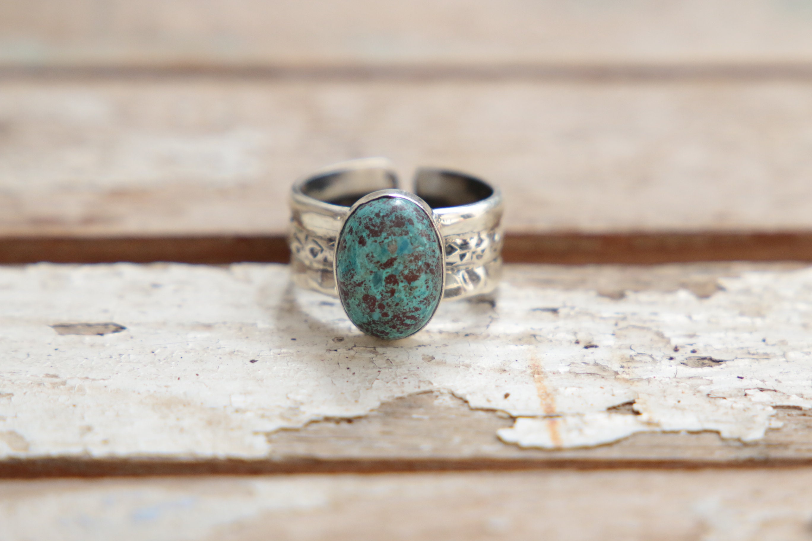 BLUE TURQUOISE RING - Adjustable - One of a kind - Sterling Silver ...