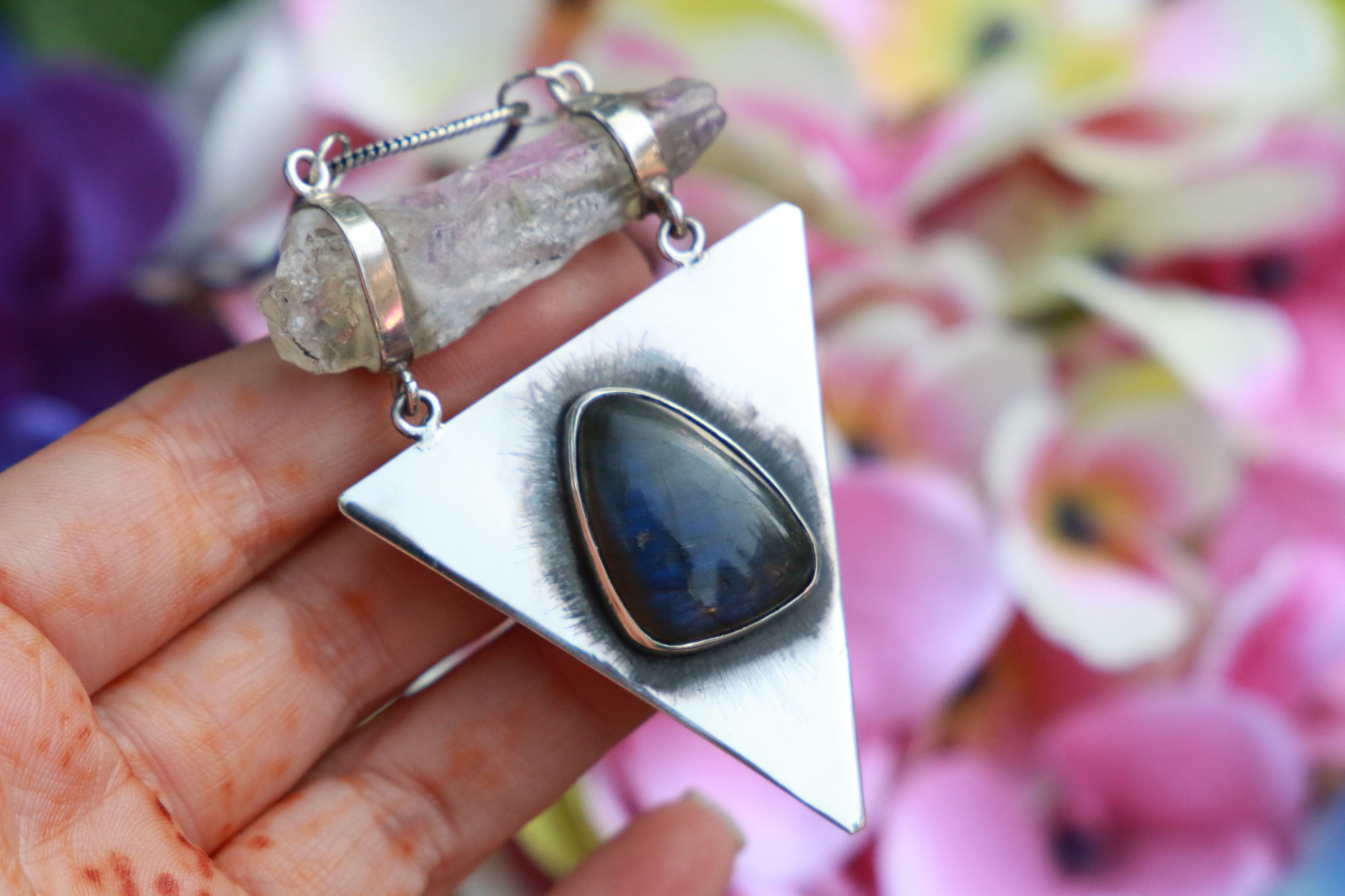 DIVINE FEMININE NECKLACE - Labradorite & Quartz - Sterling Silver ...