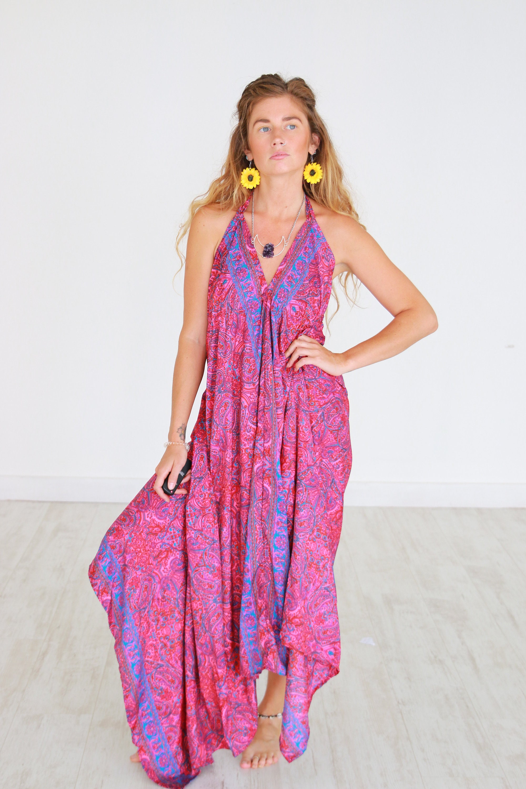 GODDESS DRESS - Backless dress - Vintage Style - Indian Silk Dress - Up ...