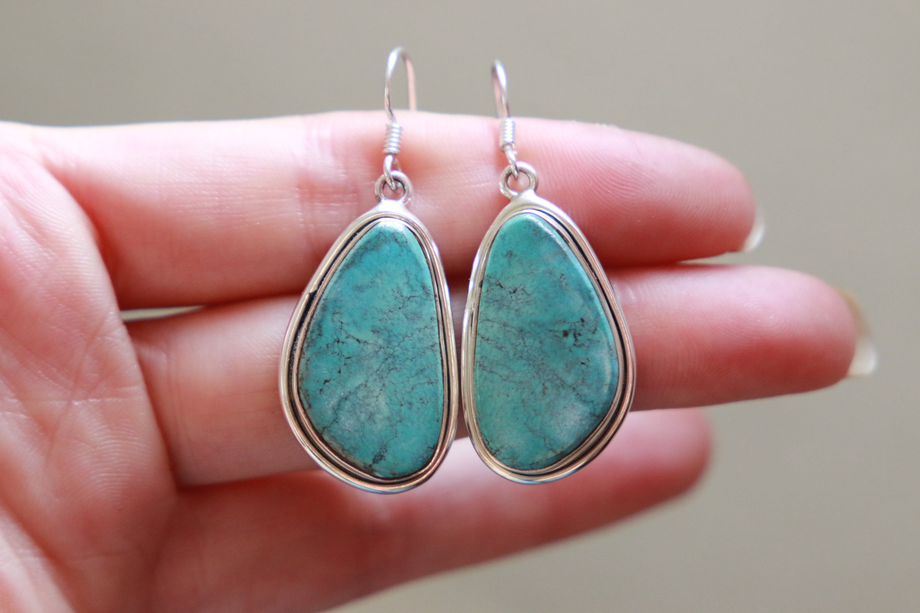 ARIZONA TURQUOISE EARRINGS - Rare Blue Turquoise - 925 Sterling Silver ... ARIZONA TURQUOISE EARRINGS - Rare Blue Turquoise - 925 Sterling Silver ...