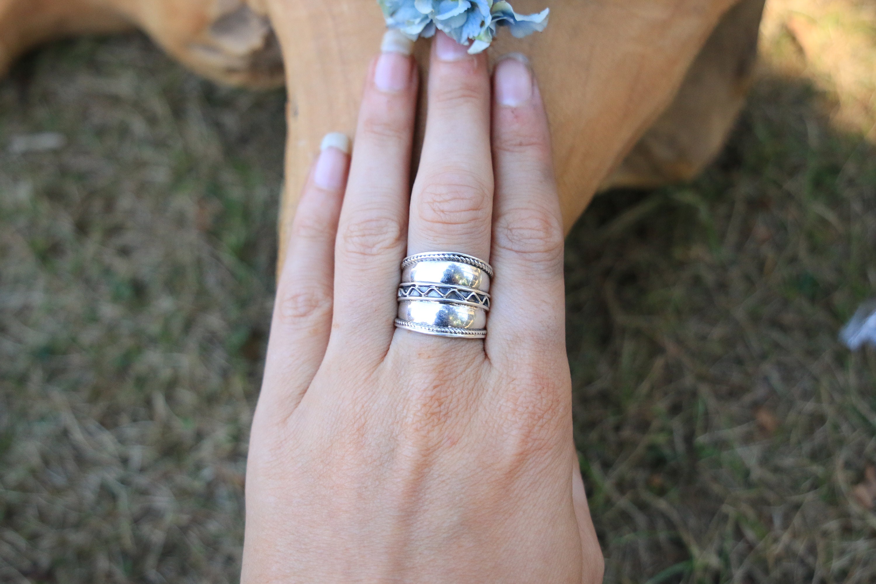CHUNKY TRIBAL RING - 925 Sterling Silver - Adjustable Handmade ring ...