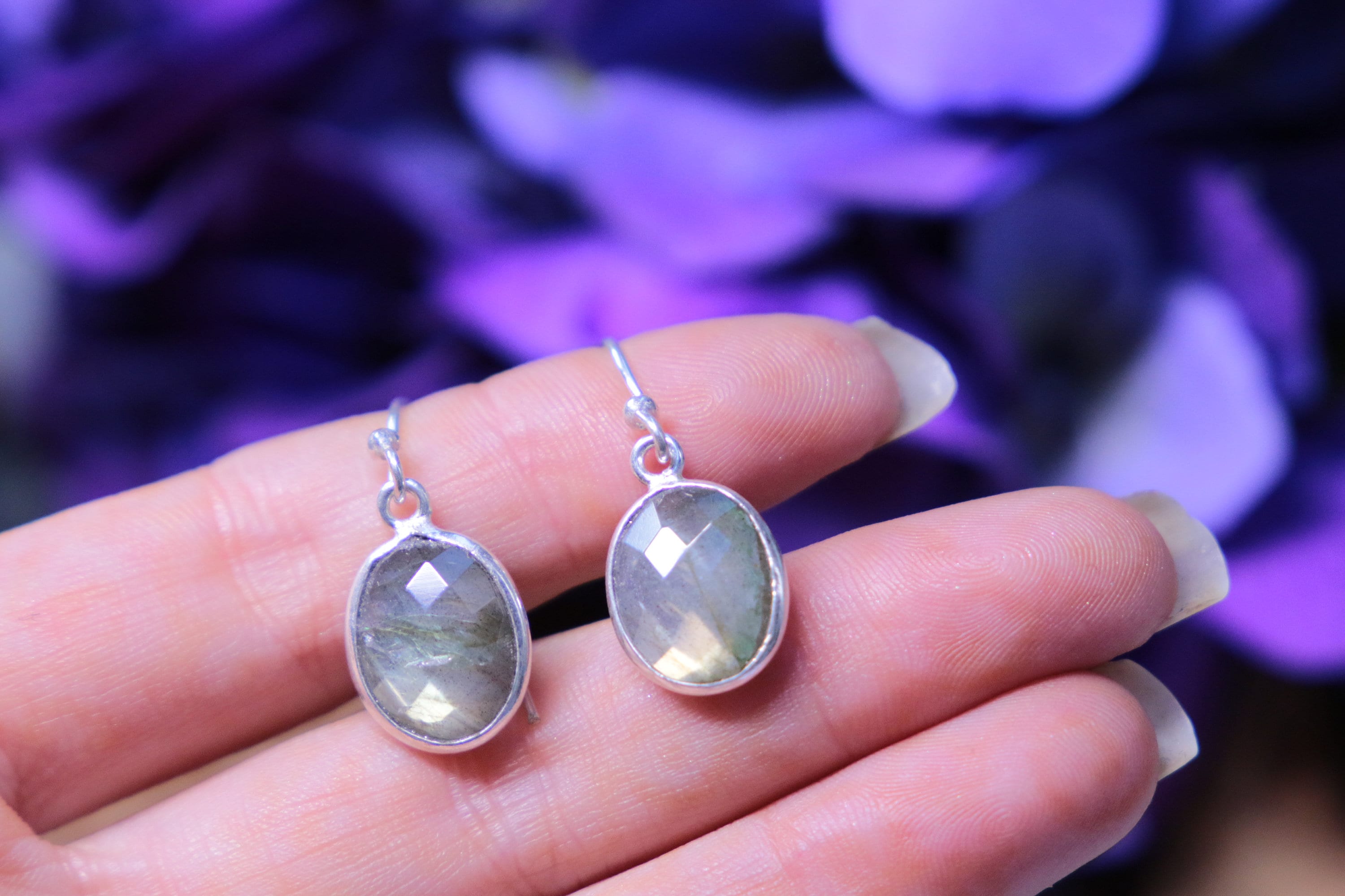 LABRADORITE DROP EARRINGS - Faceted Healing crystal earrings - Gift ...