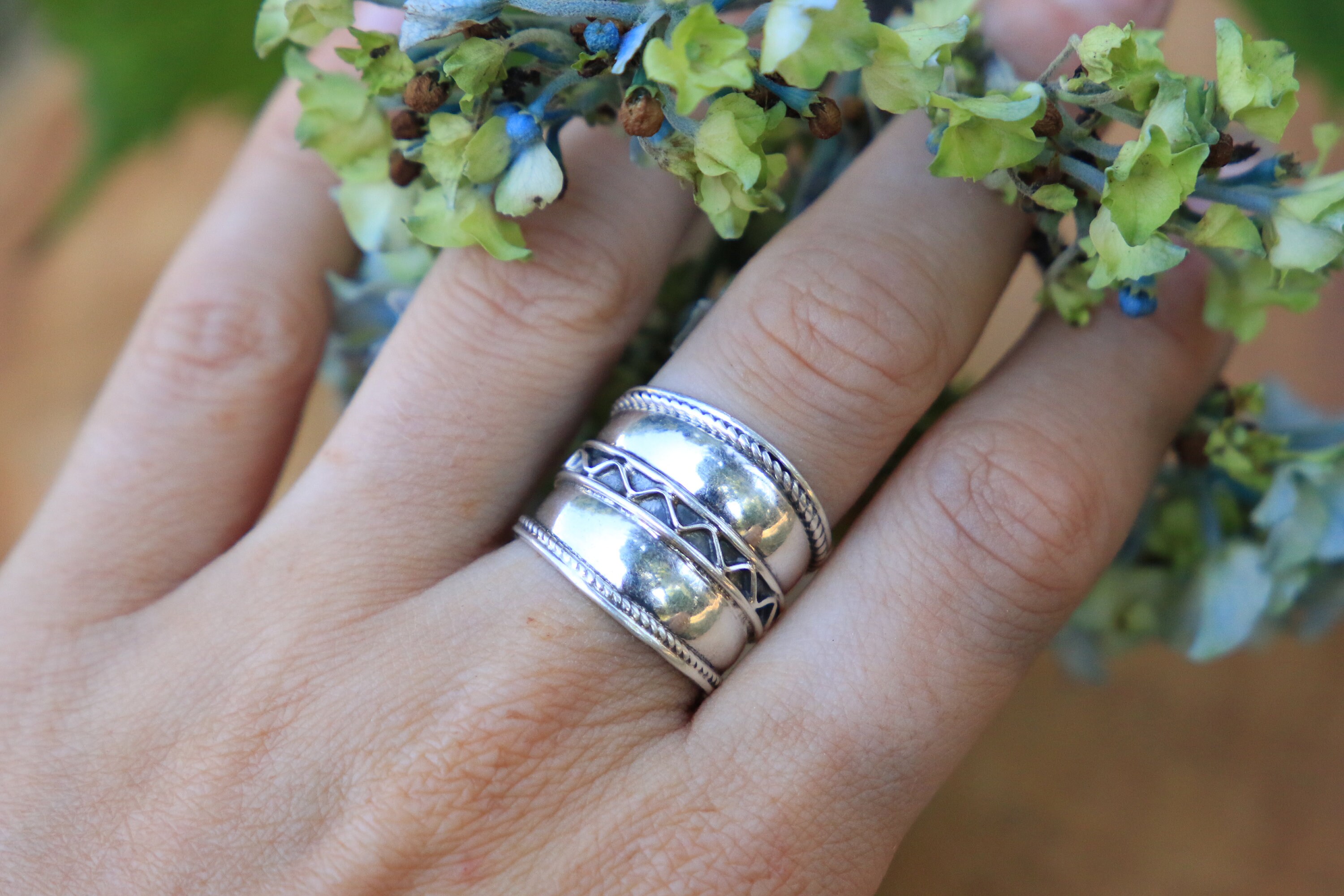 CHUNKY TRIBAL RING - 925 Sterling Silver - Adjustable Handmade ring ...