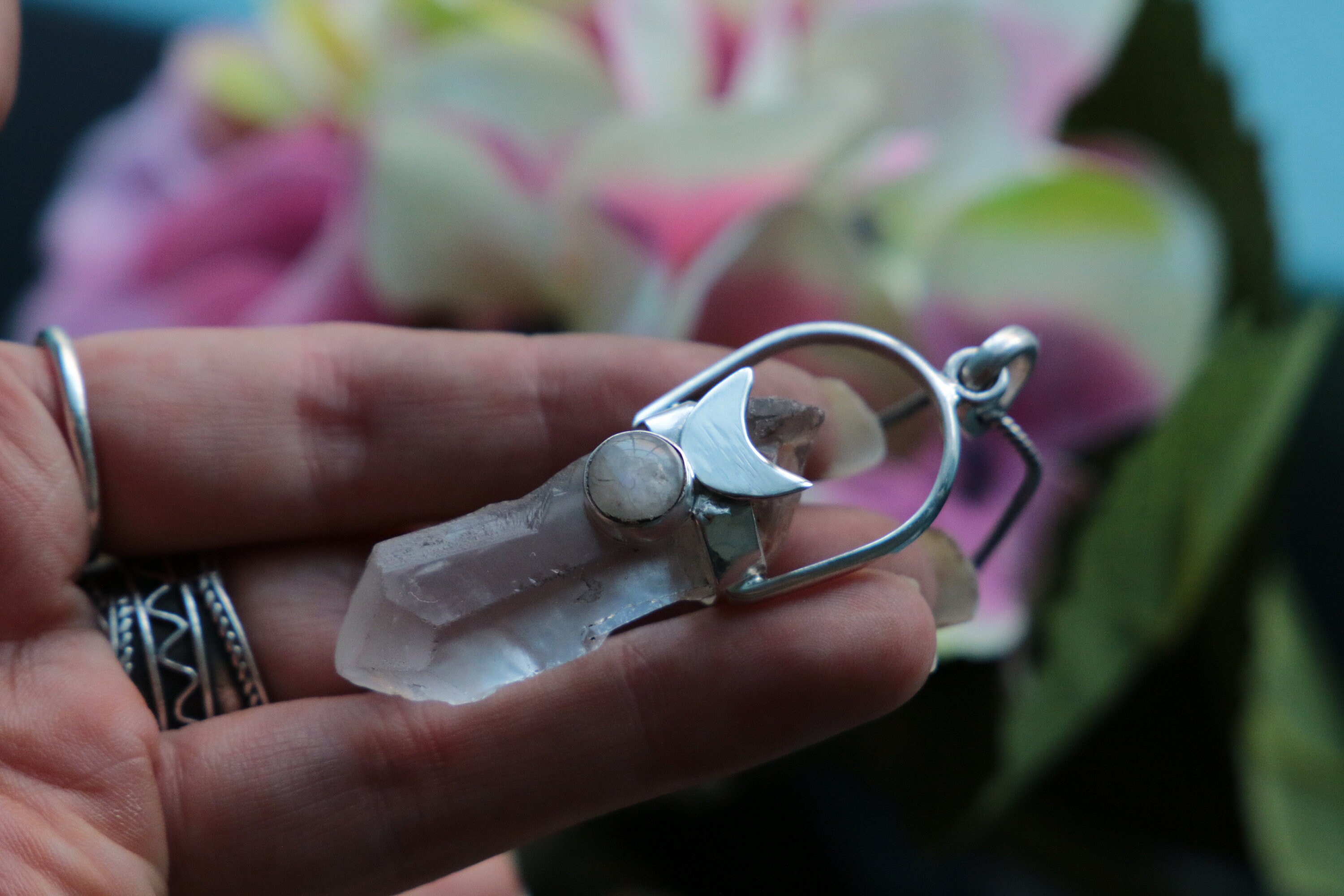 MOON QUARTZ NECKLACE - Moonstone Necklace - Raw Quartz - Rough Gemstone ...