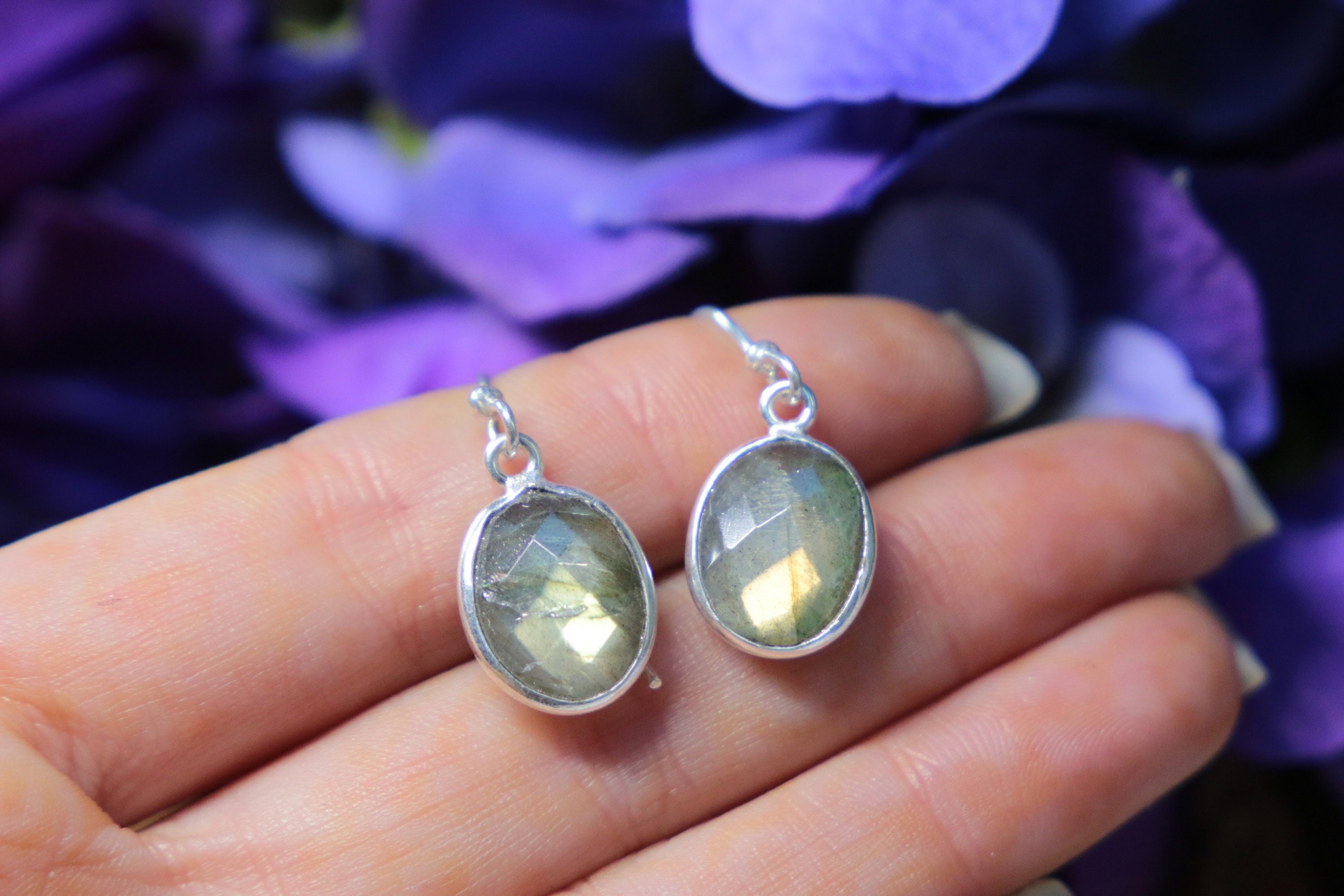 LABRADORITE DROP EARRINGS - Faceted Healing crystal earrings - Gift ...