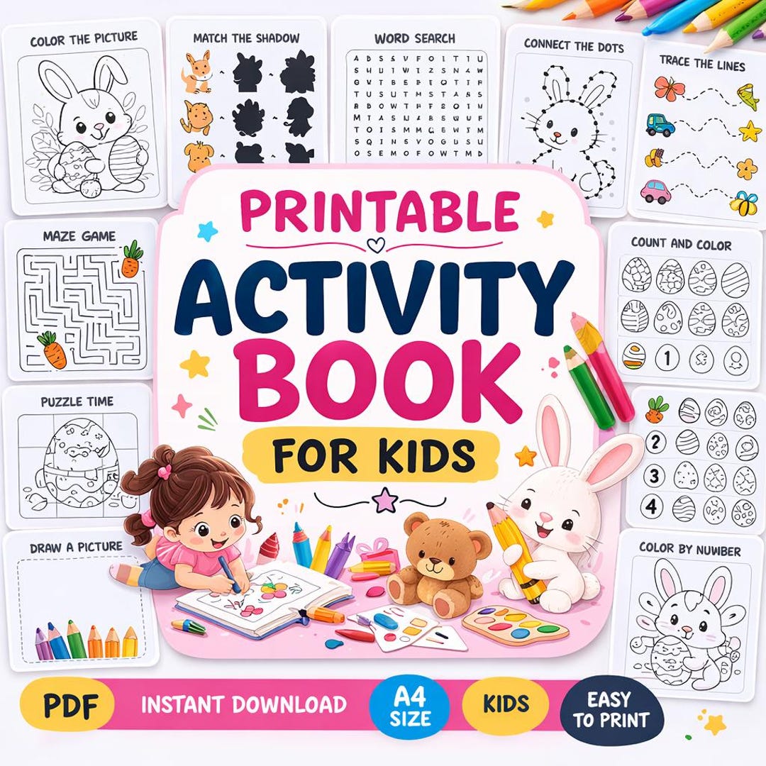 Easter Activity Book for Kids Printable, 50+ Worksheets, Preschool ...