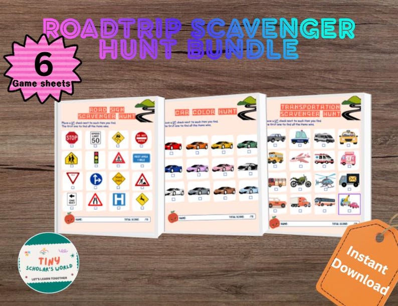 Road Trip Scavenger Hunt Bundle | Kids Car Game, Travel Activity Sheets ...