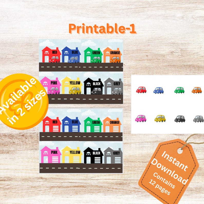Color Sorting Cars Printable Activity, Fine Motor Skills Game (digital ...
