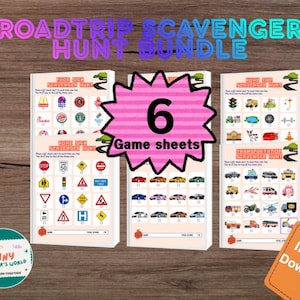 Road Trip Scavenger Hunt Bundle | Kids Car Game, Travel Activity Sheets ...