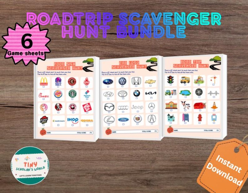Road Trip Scavenger Hunt Bundle | Kids Car Game, Travel Activity Sheets ...