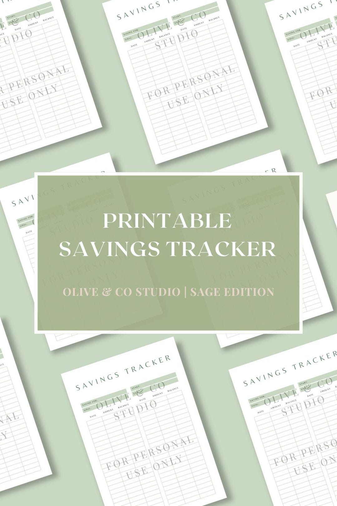 Minimalist Savings Tracker Printable | Sage Green Goal Worksheet ...