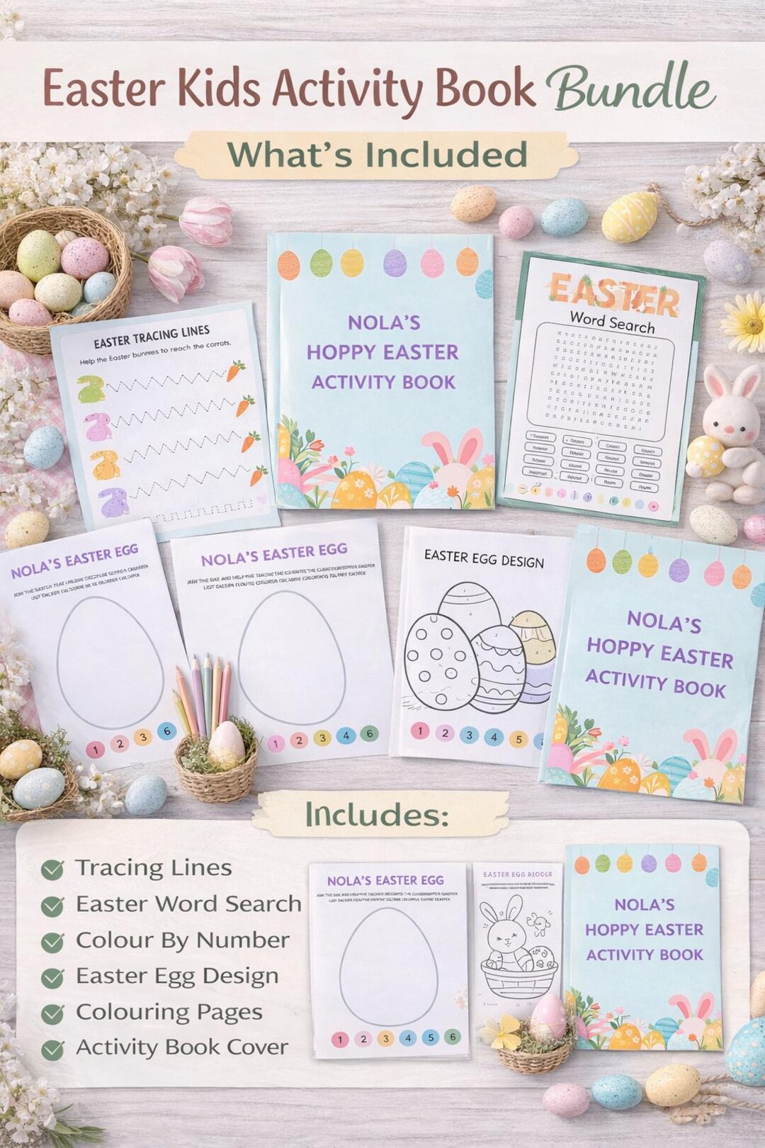 Editable Easter Activity Book for Kids | Personalized Easter Workbook ...