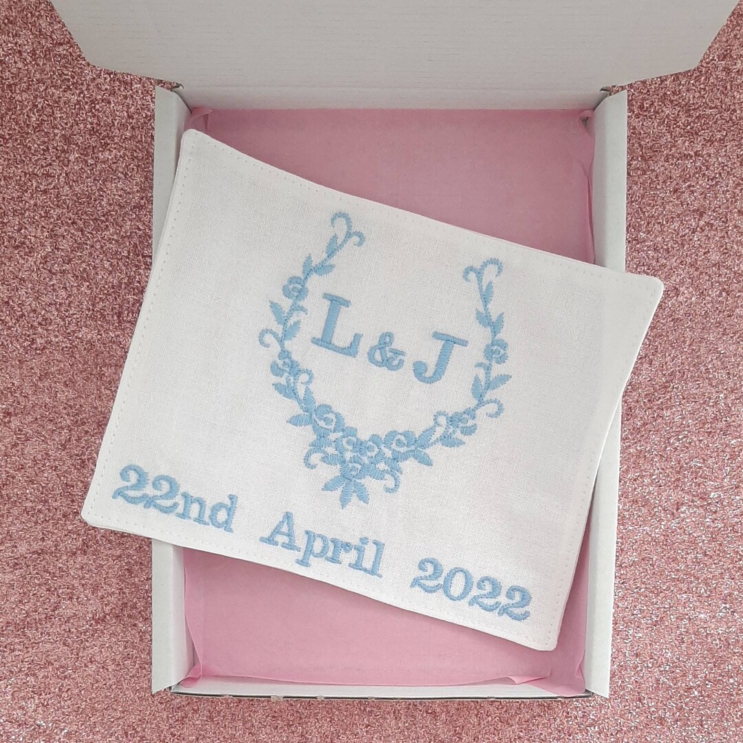 Wedding Dress Label, Something Blue Embroidered Keepsake Gift ...