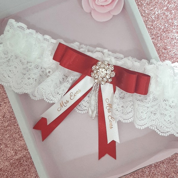 Red Wedding Garter - Etsy UK