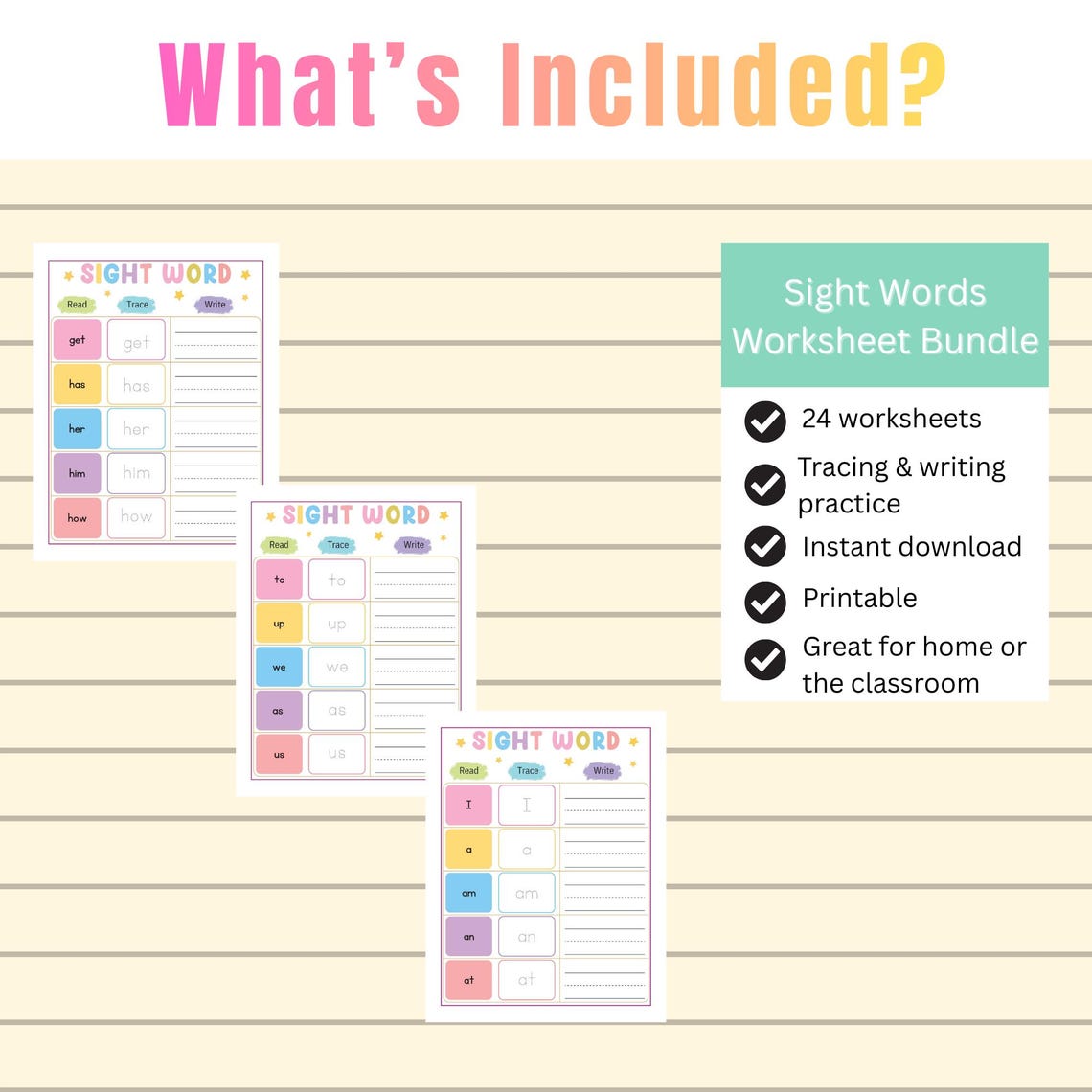 Sight Word Worksheet Bundle Printable - Etsy