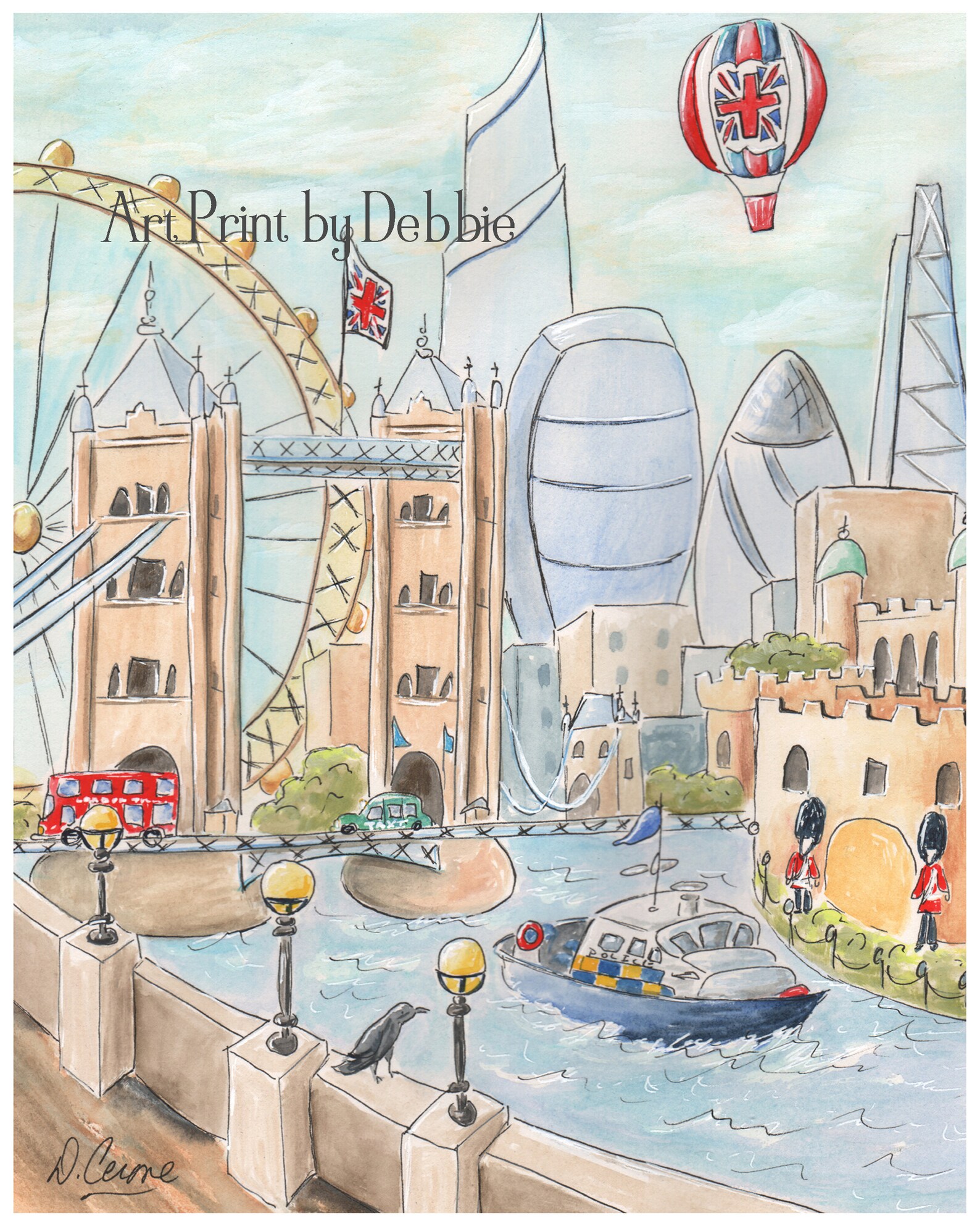 Set of 4 London Themed Prints Personalized Red Nursery Wall - Etsy