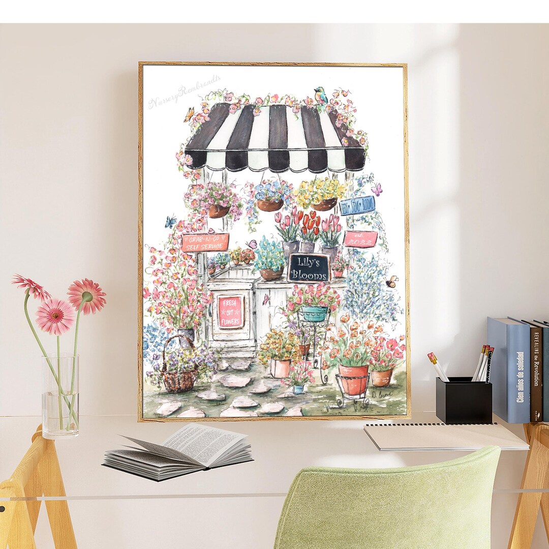 Paris Flower Cart Print Personalized, Colorful Floral Watercolor ...