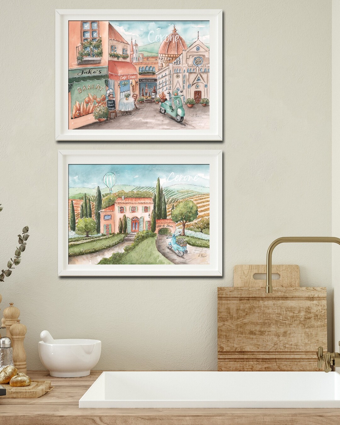 Kids Travel Art, Italy Travel Posters, Set of 2, Italian Nursery Art ...