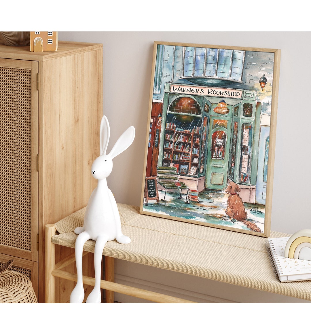 Bookshop Print, Personalized Kids Gift, Book Lover Gift, Reading Corner ...