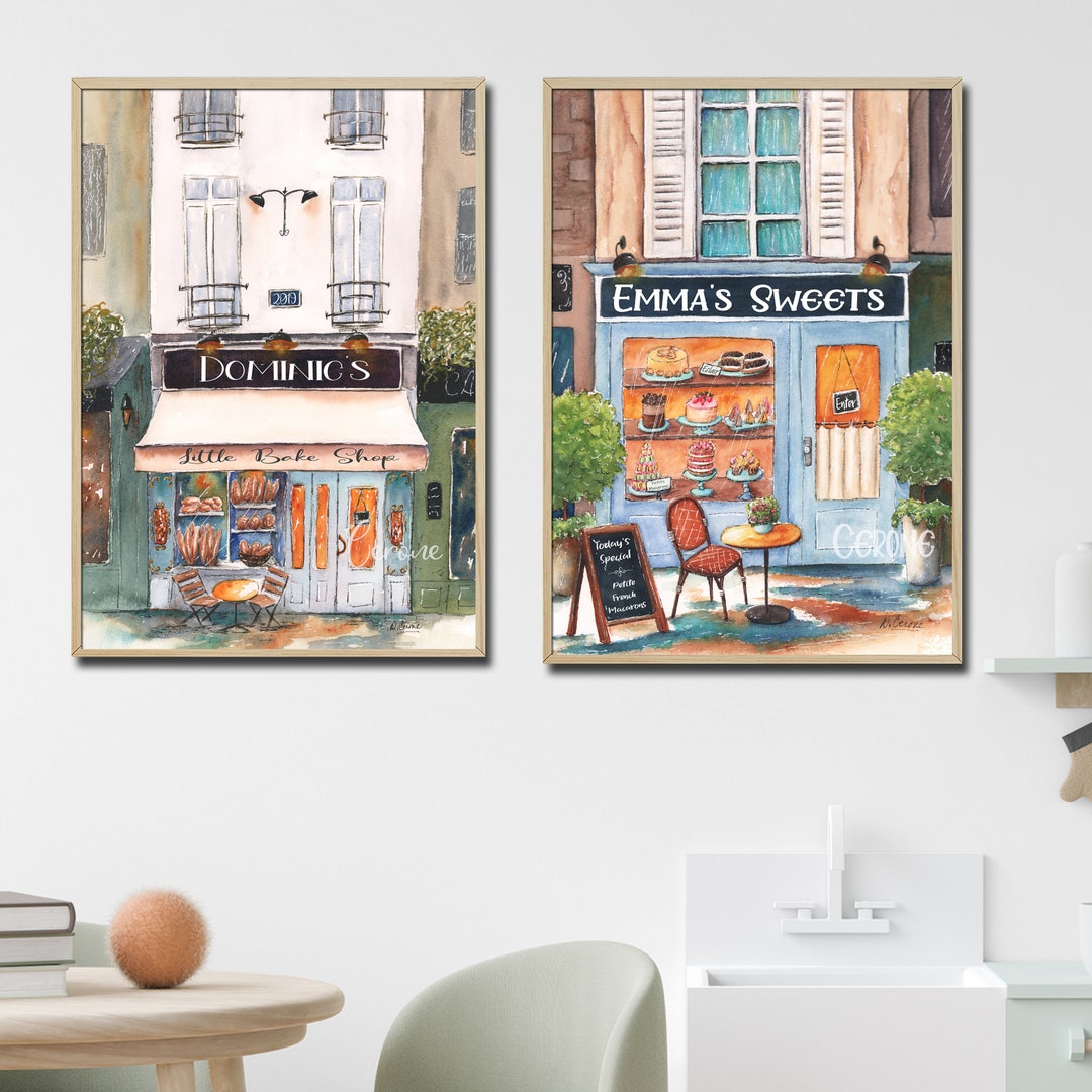 Personalized French Bakery Play Kitchen Prints, Kids Art, Cute Kids Art ...