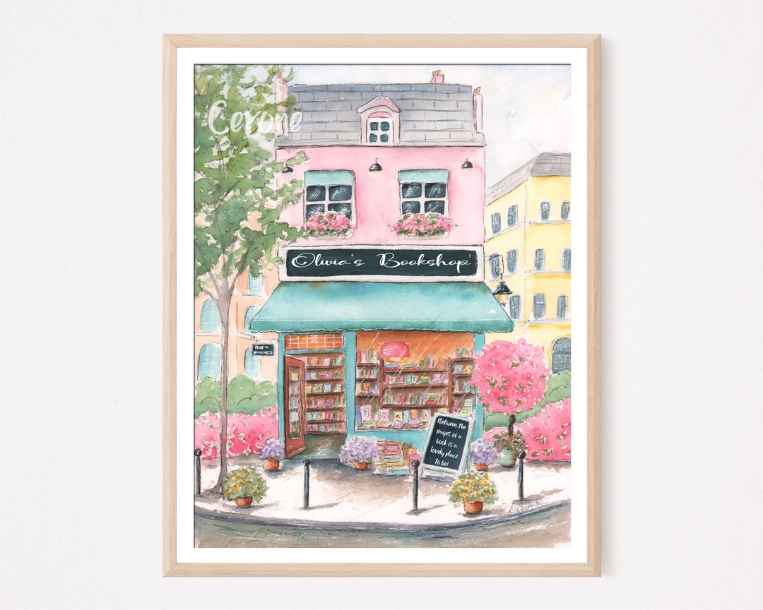 Paris Bookstore PERSONALIZED KIDS ART, Girl Book Art, Book Art Gift ...