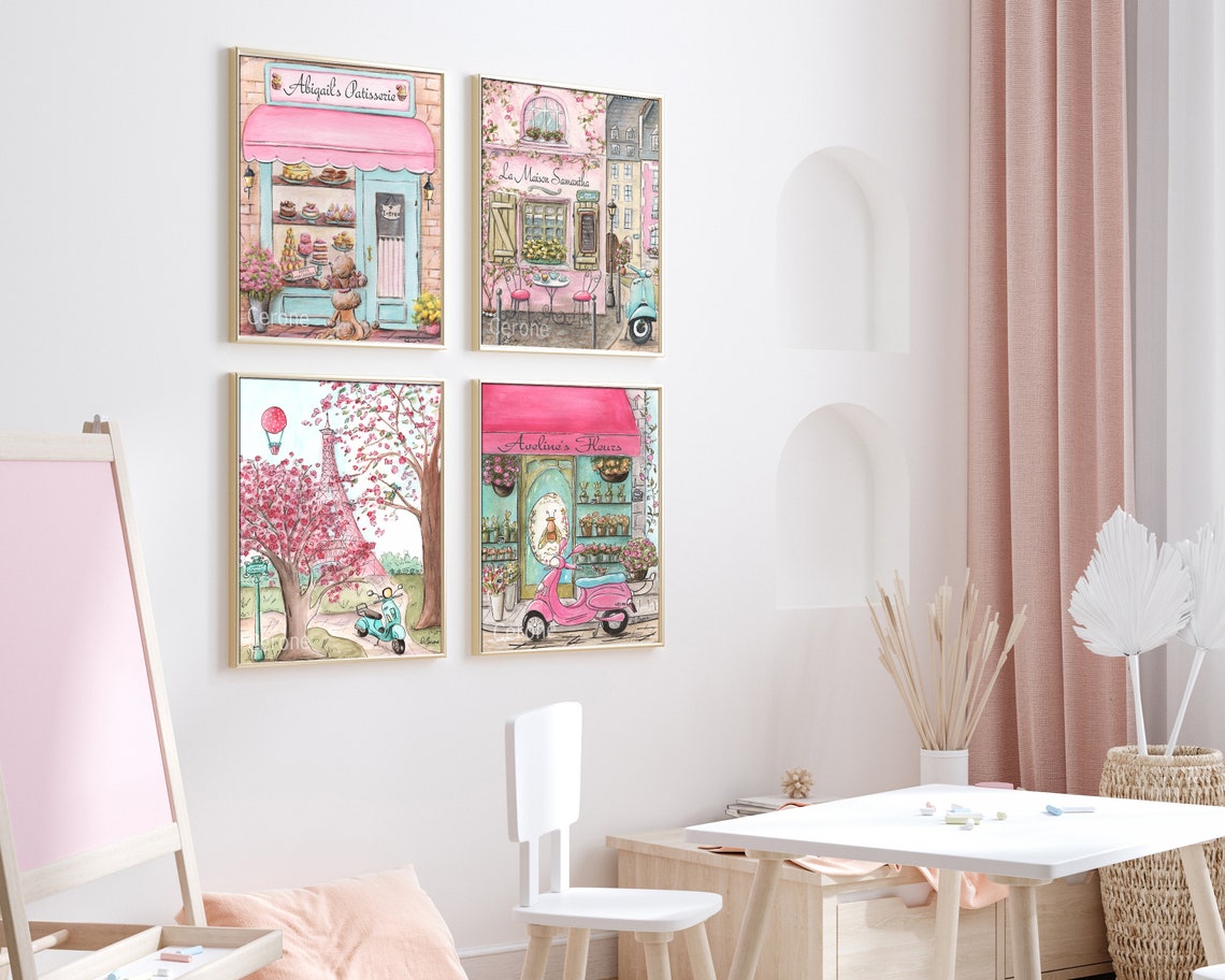 Personalized Paris Bedroom Decor, Set of 4, Paris Themed Party Custom ...