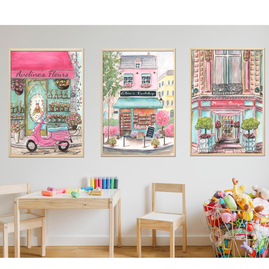 Girls Paris Bedroom Prints, Choose THREE Prints, Personalized Parisian ...