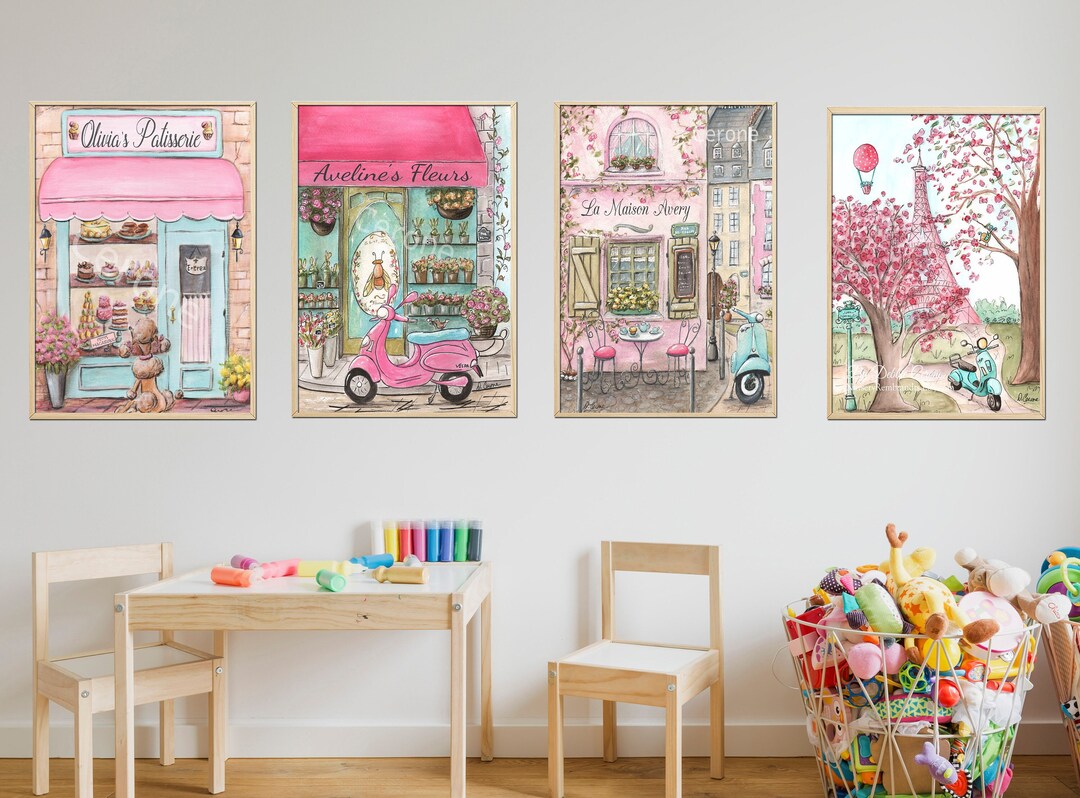 Paris Watercolors, Travel Wall Art Prints, Toddler Girl Gift, French ...