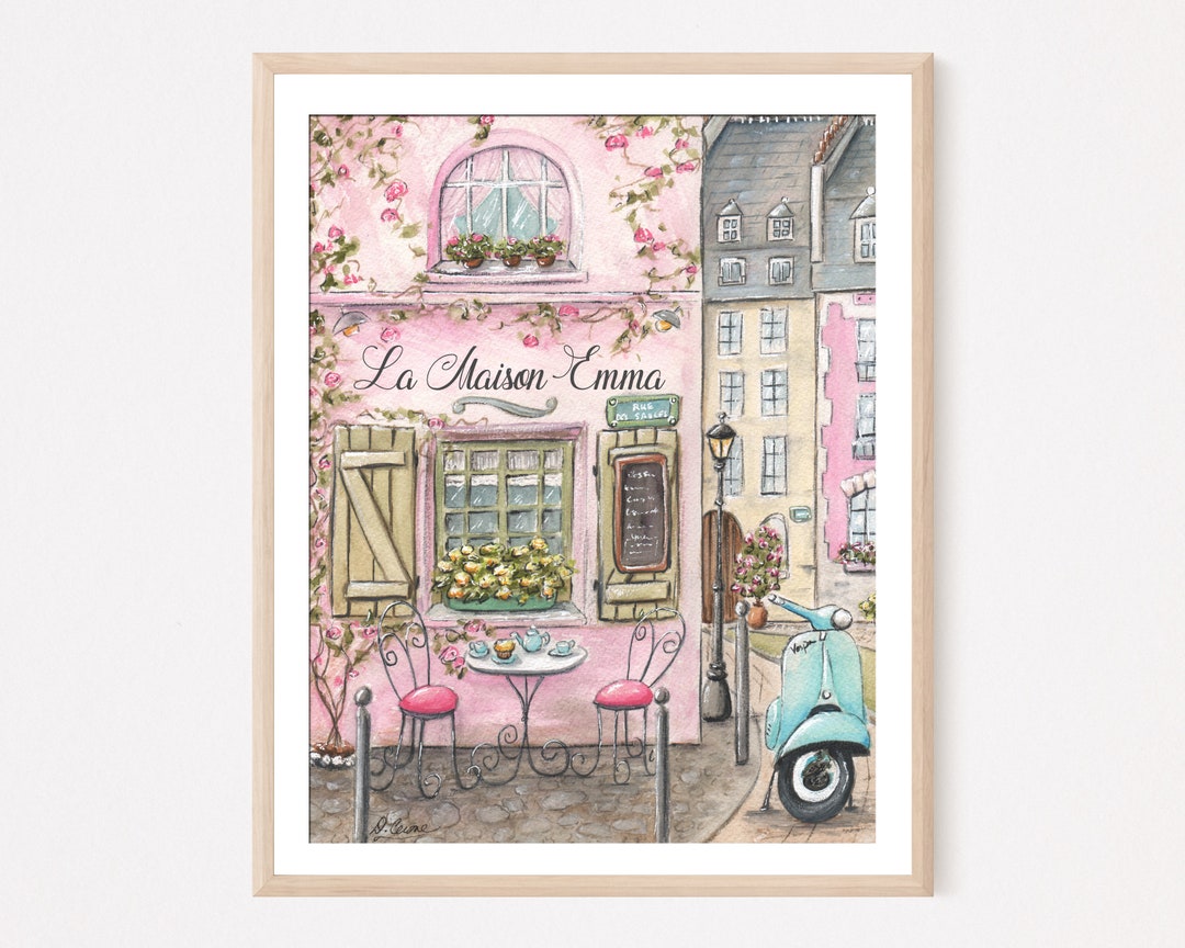 Personalized La Maison Rose Watercolor Poster, French Rooftops, Travel ...