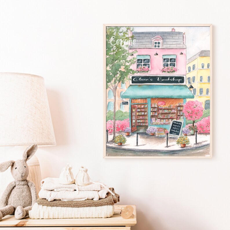 Set of 2 PERSONALIZED Book Store Art Prints Girl Book Art - Etsy