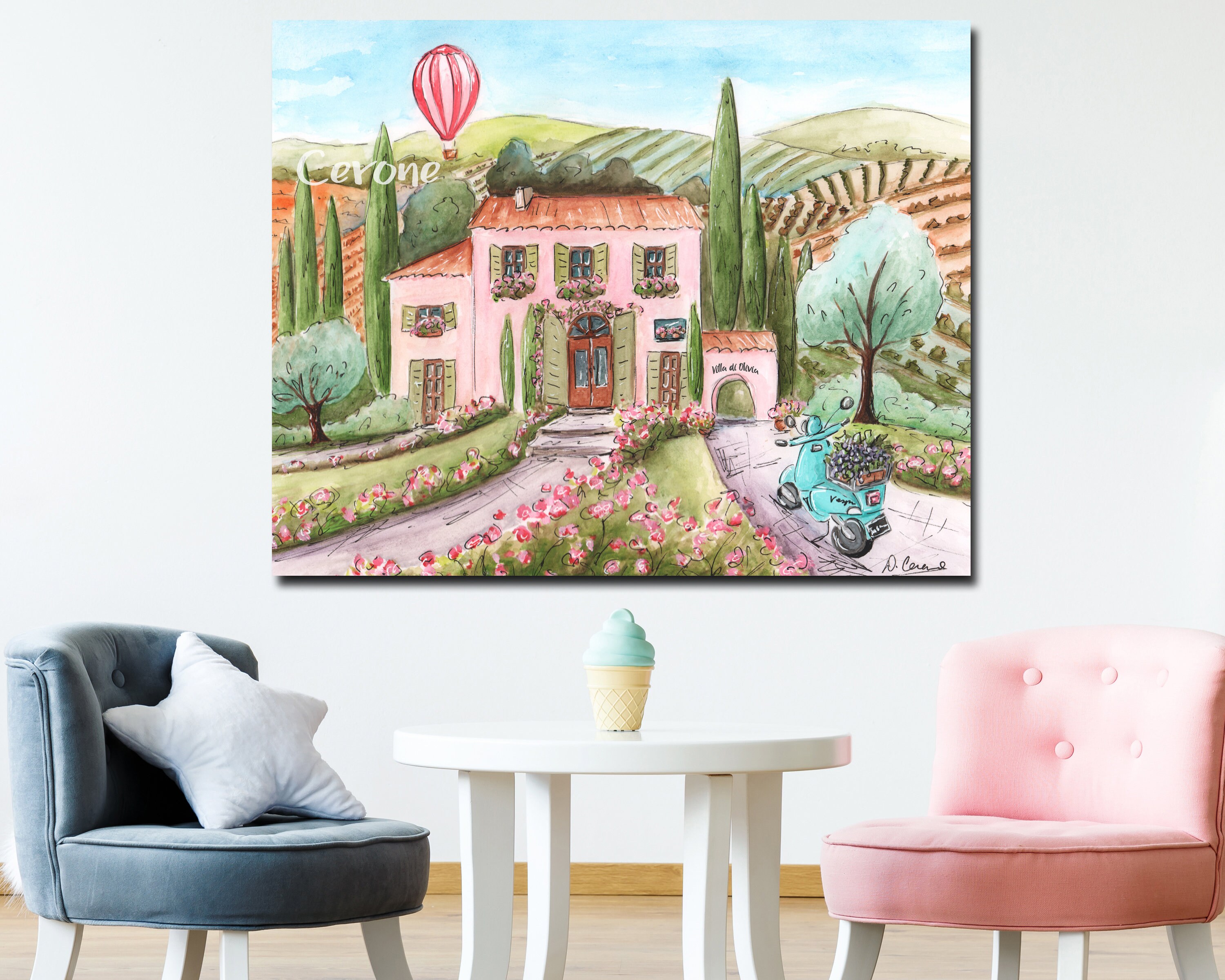 Tuscan Villa Print Personalized With Girl's Name, Toddler Girl Wall ...