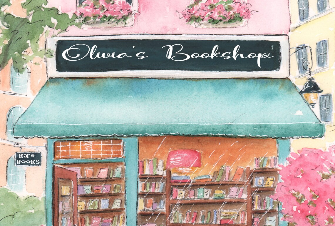 Set of 2 PERSONALIZED Book Store Art Prints Girl Book Art - Etsy