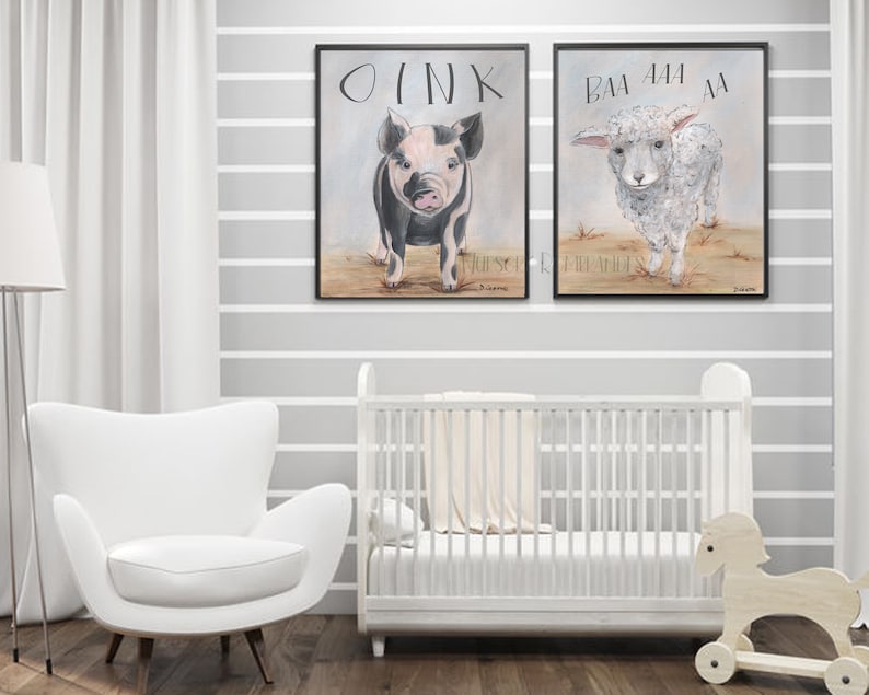 Farm Animal Prints Barnyard Nursery Wall Art Set of 4 - Etsy