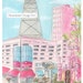 Pink Chicago City Art Prints, Chicago Watercolor Travel Nursery Wall ...