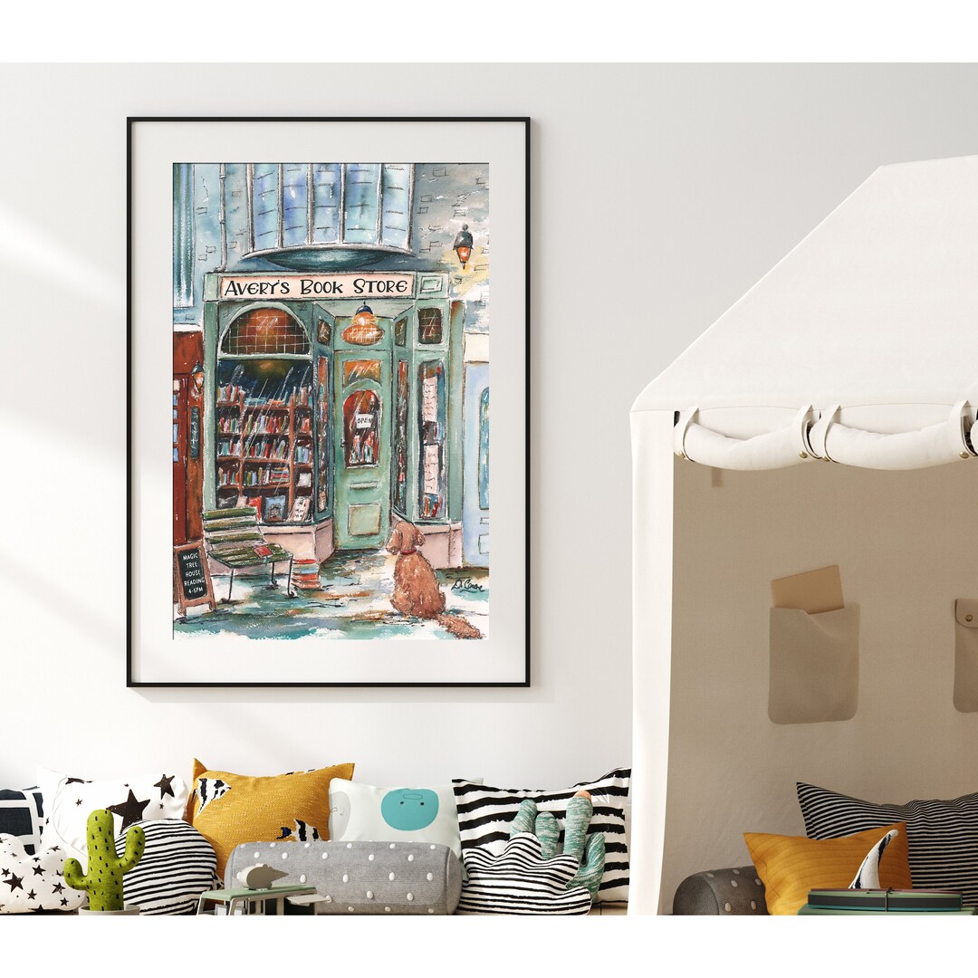 Book Store Art Print, Personalized Kids Gift, Paris Bookshop Poster ...