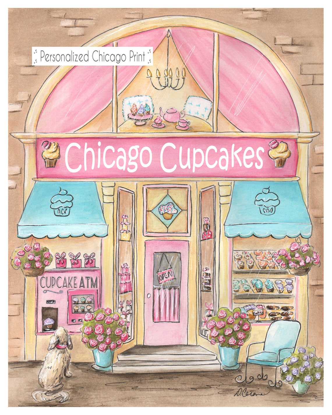 Pink Chicago City Art Prints Chicago Watercolor Travel - Etsy