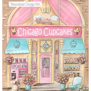 Pink Chicago City Art Prints, Chicago Watercolor Travel Nursery Wall ...