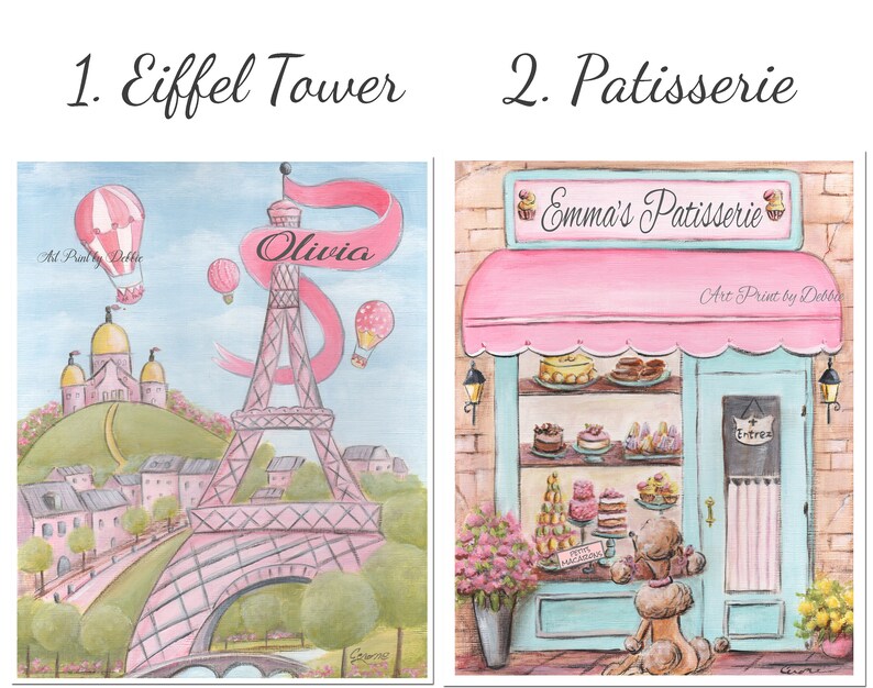 Personalized Paris Girls Name Prints Choose Set of 4 Pink | Etsy