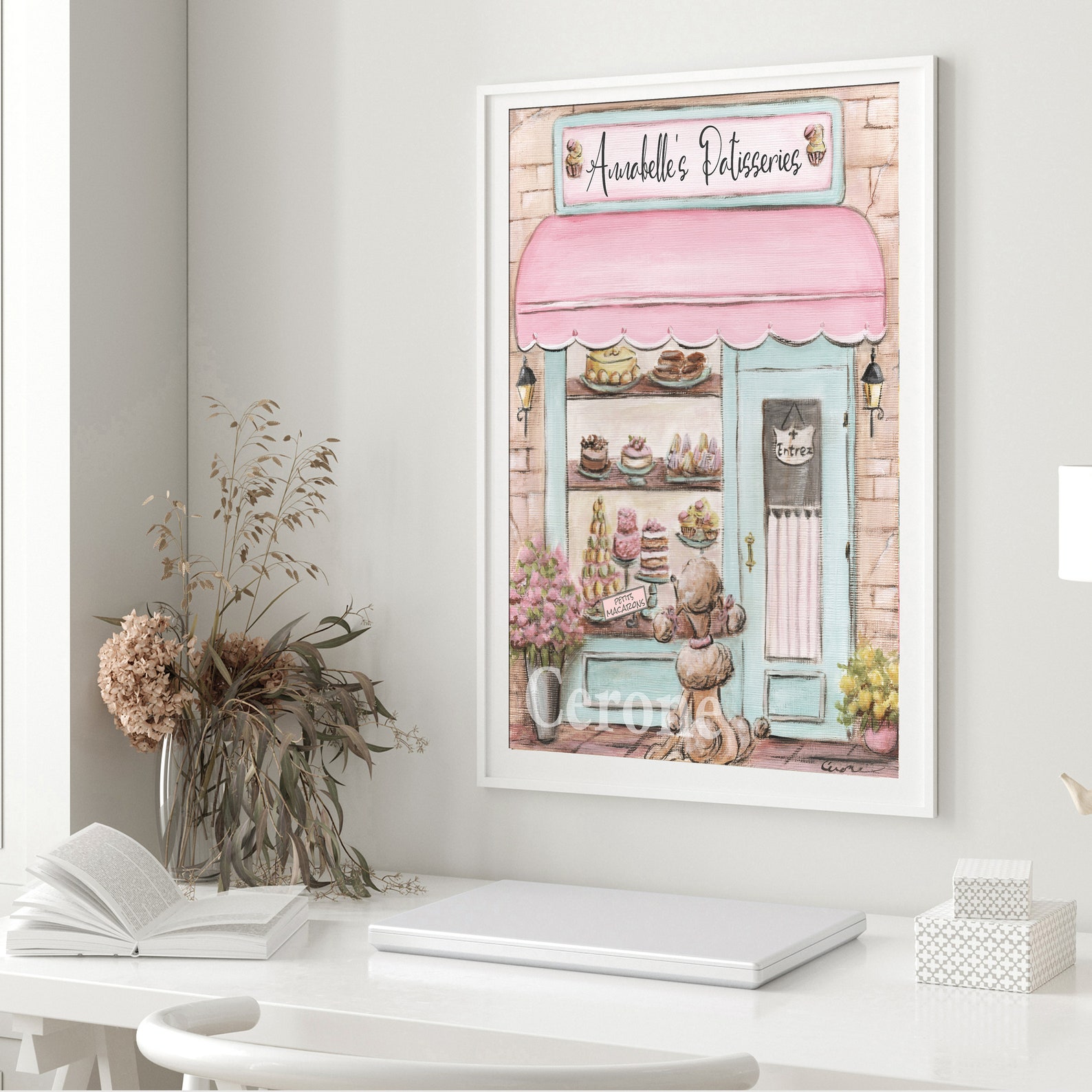 Parisian Storefront Art Personalized With Girls Name, Cute Watercolor ...