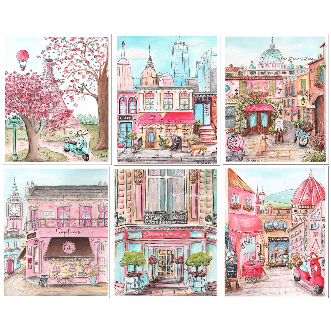 Personalized Girl Room Art Prints Set of 6 Custom Baby Name - Etsy