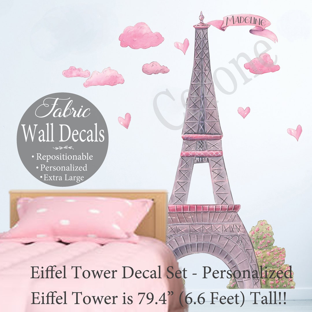 Personalized Eiffel Tower Decal Set, Large Eiffel Tower Fabric Wall ...