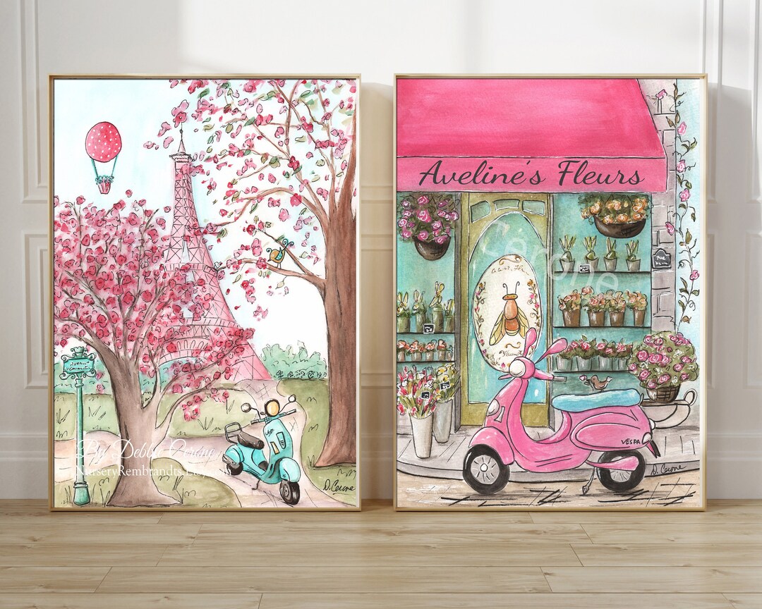 Paris Wall Art, Personalized Gift, French Nursery Prints, Paris Flower ...