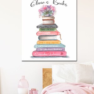 PERSONALIZED ART, Stack of Books Print, Custom Book Stack Watercolor ...