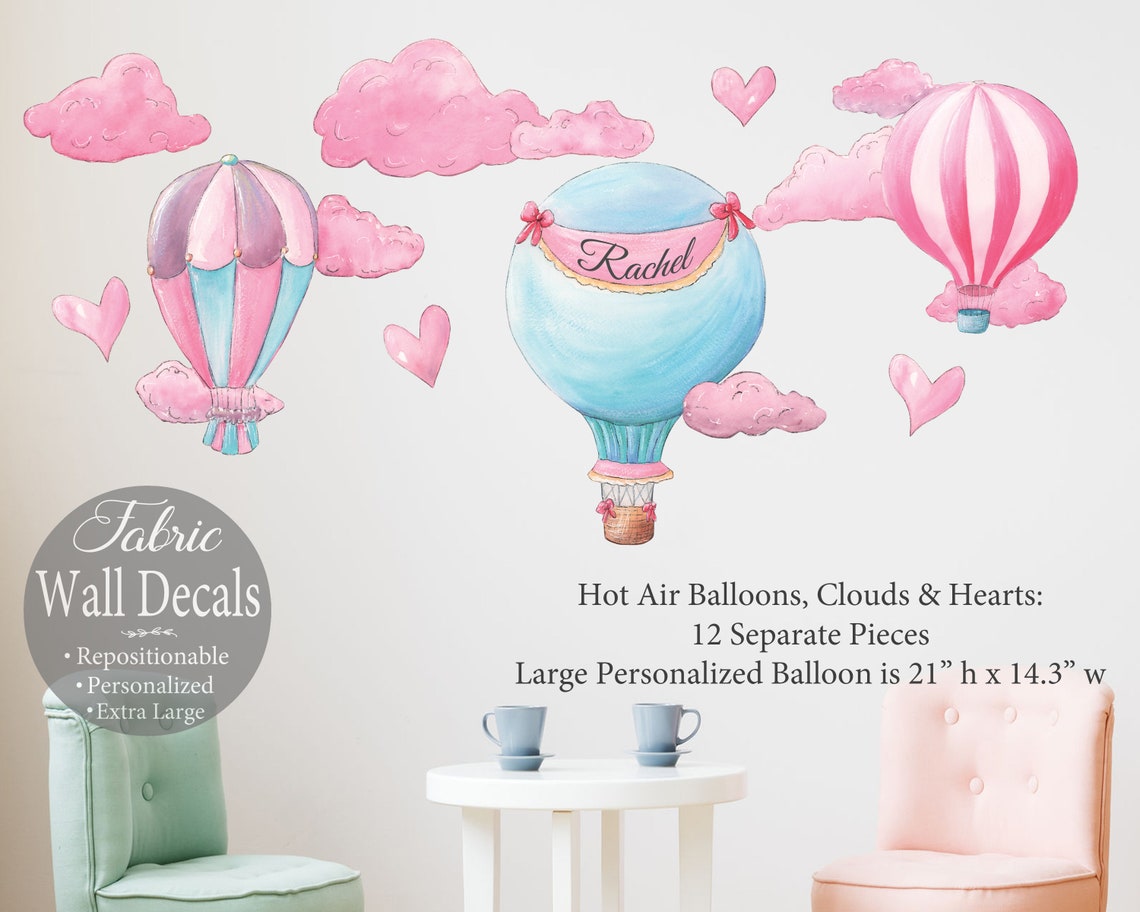 Hot Air Balloon Personalized Decal Set Custom Wall Sticker - Etsy