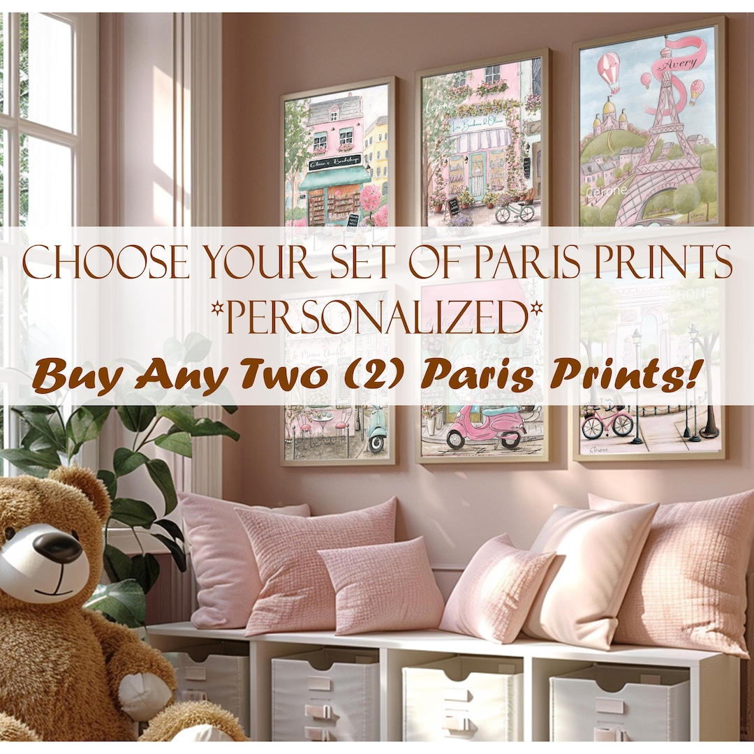 Choose Any 2 Personalized Paris Watercolor Prints, Mix and Match French ...
