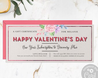 Editable Gift Certificate Valentine Printable Gift Voucher - Etsy